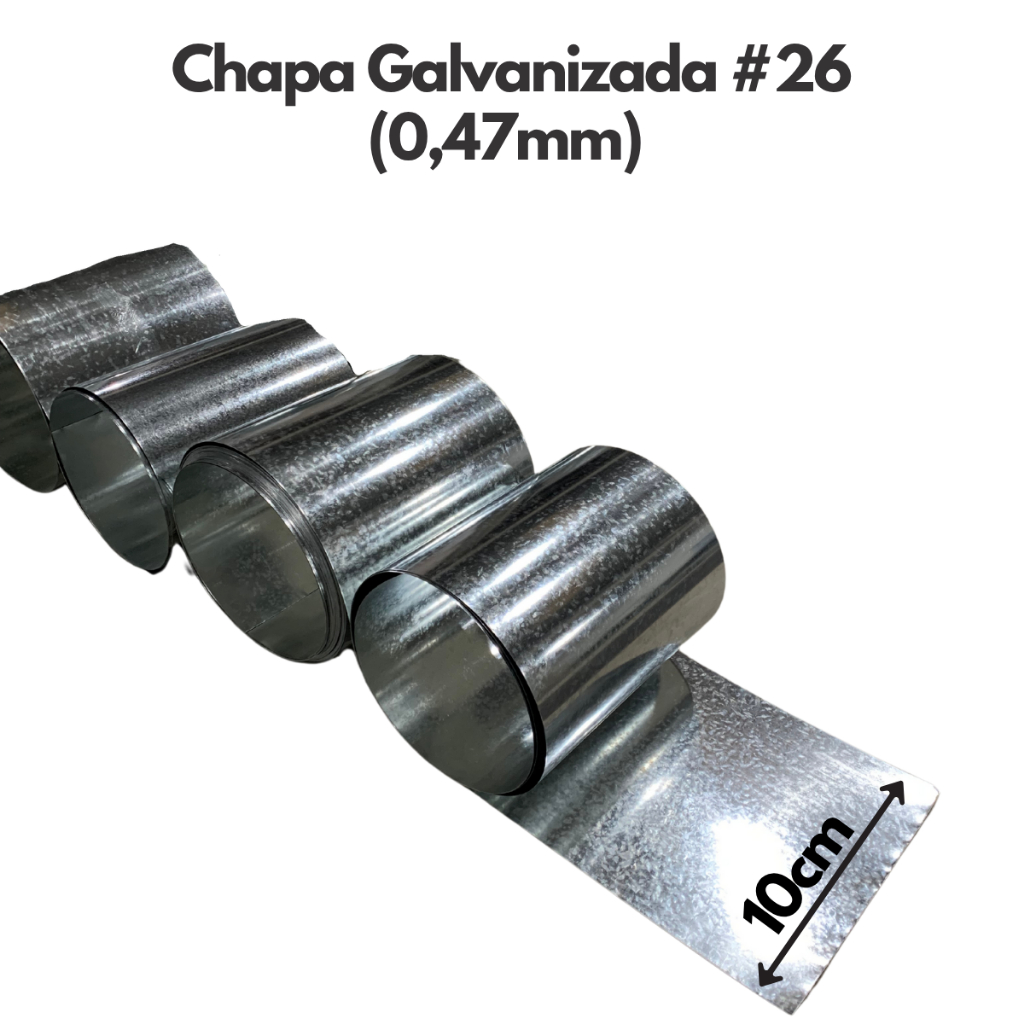 Chapa #26 Galvanizada P/ Rufo, Pingadeiras e Portões 10cmX10 metros ...
