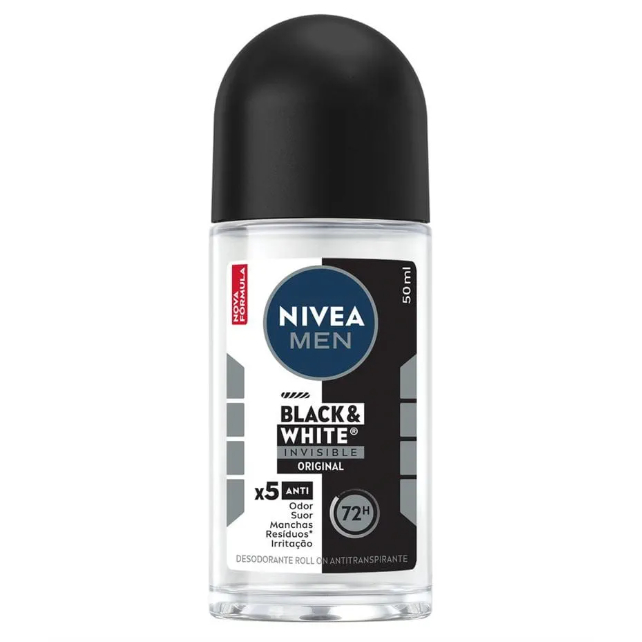 Desodorante Masculino Nivea Men Invisible for Black & White Clear Roll-On 50ml | Shopee Brasil