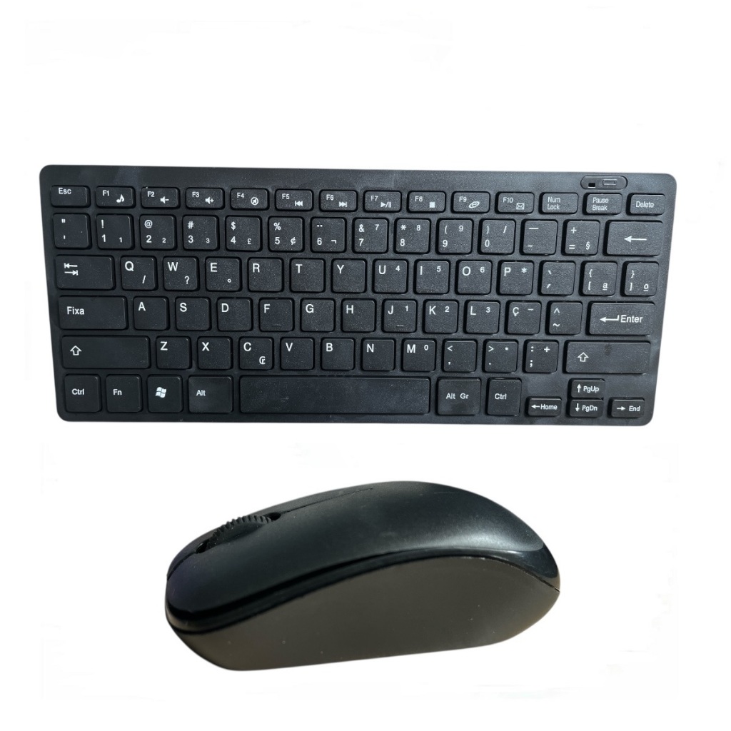 Kit Mini Teclado Mouse Sem Fio Bluetooth Tablet Notebook Abnt 2 Cor ...