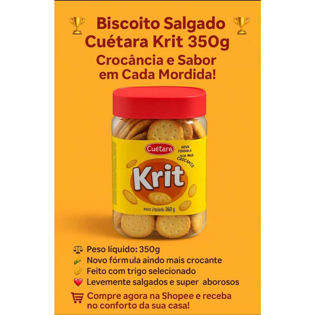 Biscoito Salgado Cuétara Krit 350g - Crocância e sabor em cada mordida !!! | Shopee Brasil