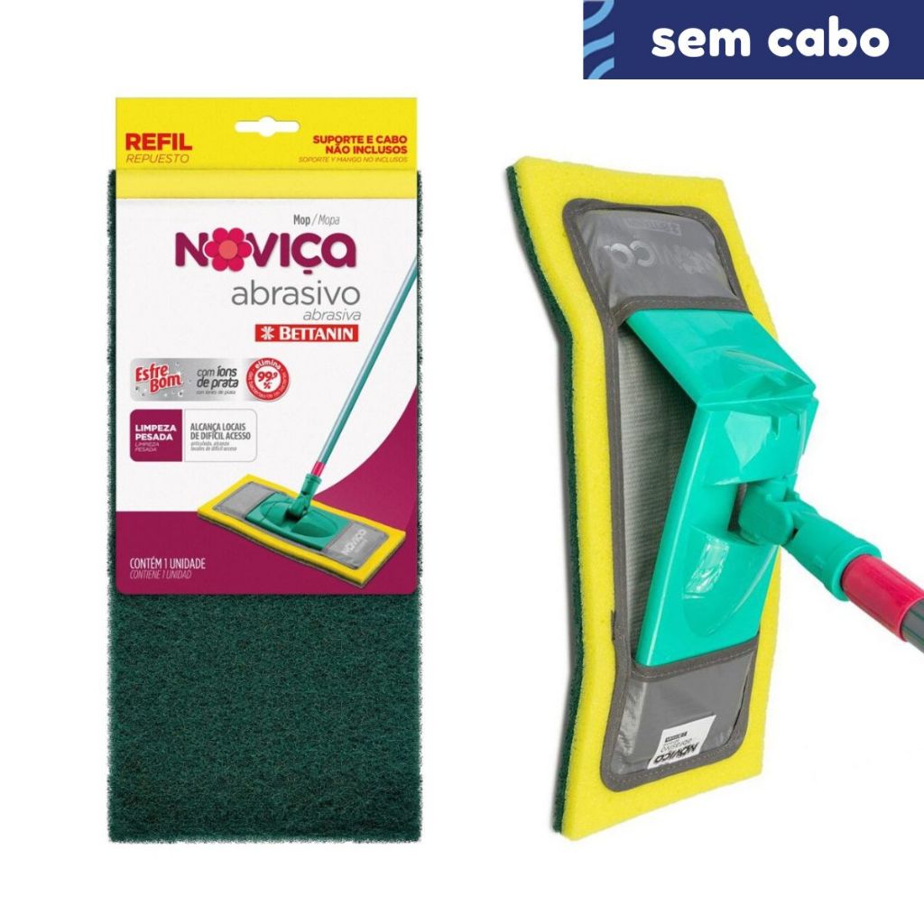 Mop Abrasivo Noviça Bettanin Zig Zag Esponja Limpeza Pesada Sem cabo ...