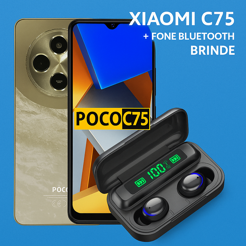 Celular Xiaomi Poco C75 128GB -8GB Ram Global c/NFC + Fone Bluetooth Brinde | Shopee Brasil