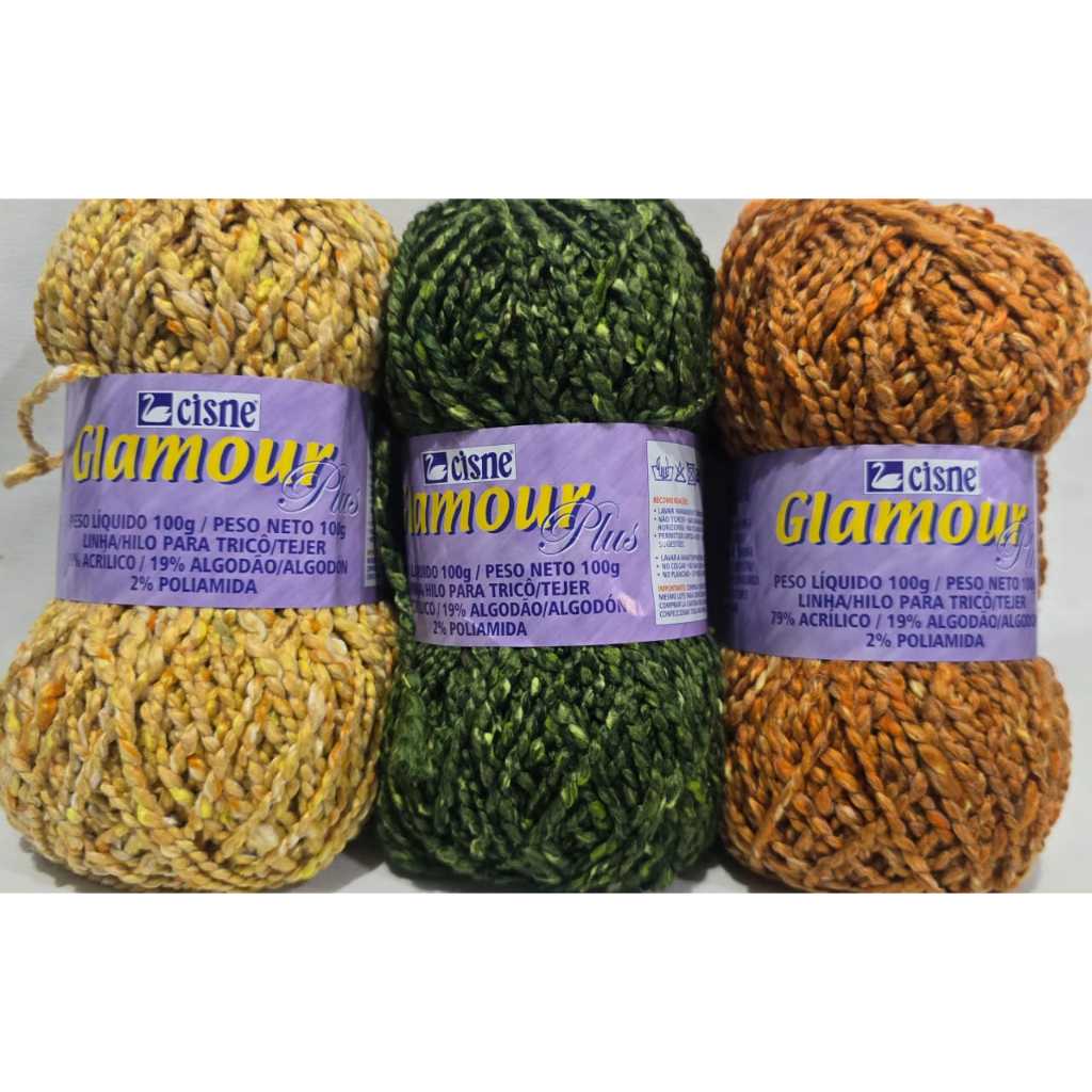 FIO DE LÃ GLAMOUR PLUS MARCA CISNE 100g | Shopee Brasil