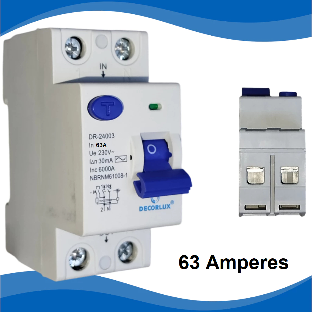 Disjuntor Dr Bipolar Fuga Diferencial Residual 2p 63a 30ma IDR 63A 2 Polos | Shopee Brasil