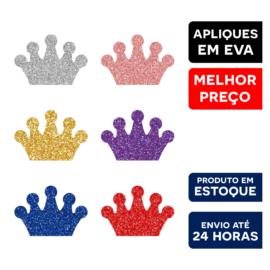 Apliques Coroa Princesa Ref 101 Lembrancinhas Festa Painel Eva Com Glitter ( Sem Adesivo ...