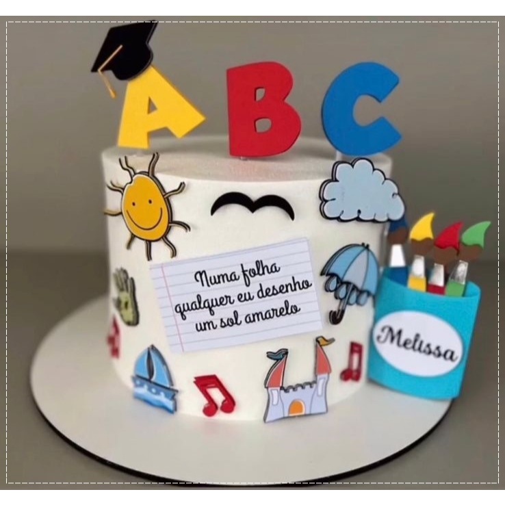 Topo Topper de bolo Formatura ABC | Shopee Brasil