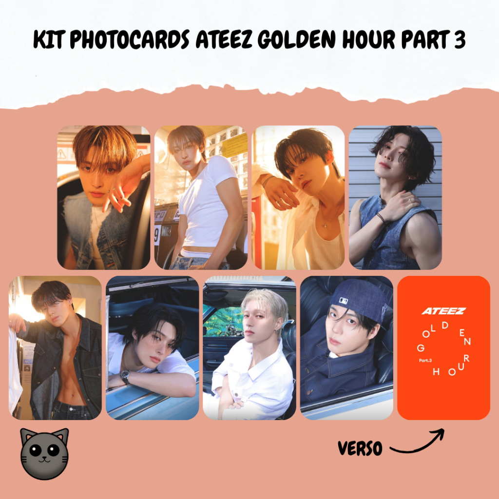 KIT PHOTOCARDS FANMADE ATEEZ GOLDEN HOUR PART 3 | Shopee Brasil