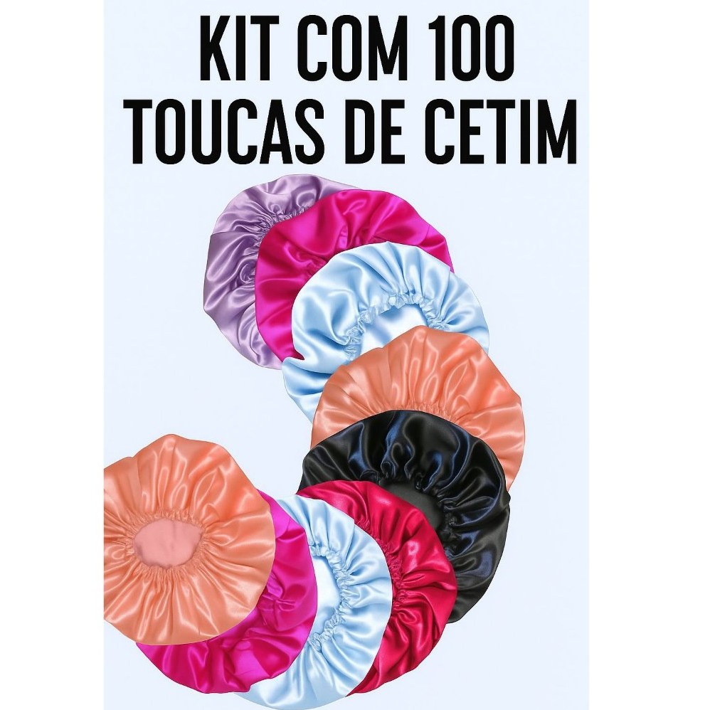 Kit com 100 toucas de cetim Premium primeira linha antifrizz - Para ...