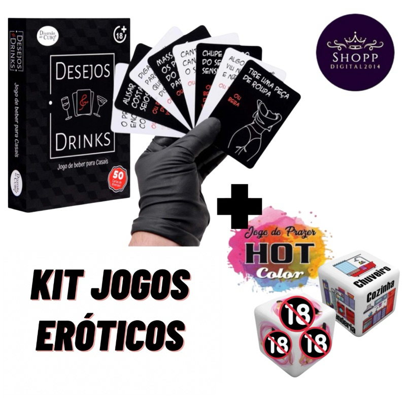 Kit Jogo Erótico de cartas baralho Desejos e Drinks jogo de casal ...