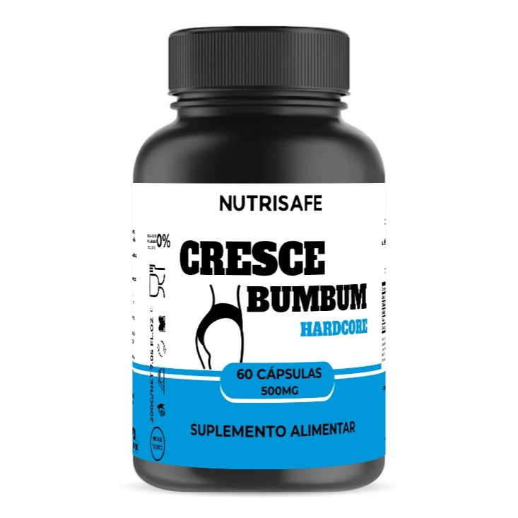 Massa Muscular Cresce Bumbum Hardcore Efeito Rápido 500mg 60 Cápsulas NutriSafe | Shopee Brasil