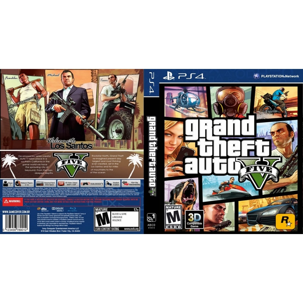 Capa GTA V PARA IMPRESSÃO SEM ESTOJO | PAPEL FOTOGRÁFICO 180g PREMIUM ...