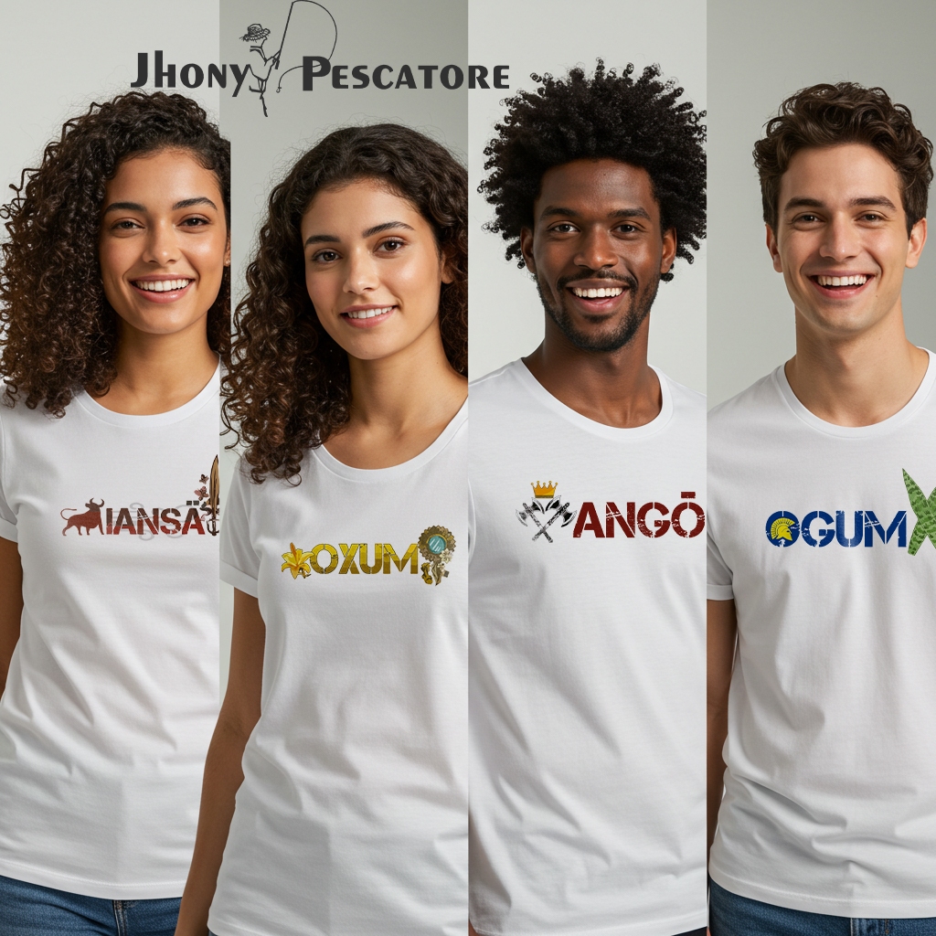 Camiseta de Orixá unissex Umbanda e Candomblé Religiosa 100% Algodão ...