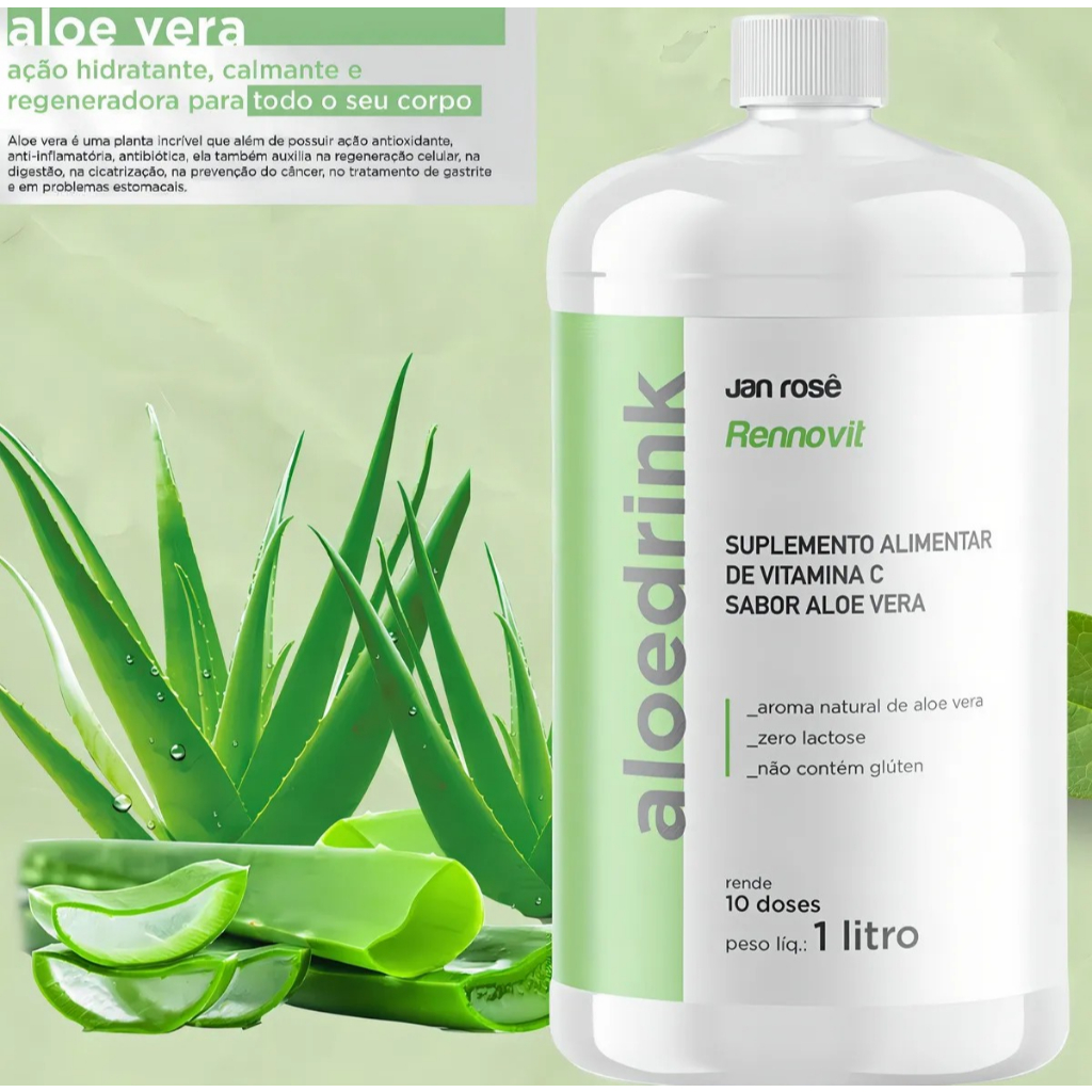 Aloe Drink Aloe Vera Jan Rose 1 Litro Rico em Vitamina C - Jan Rosê ...