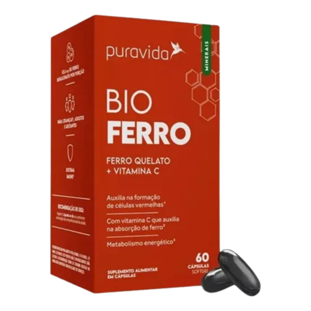BIO FERRO FERRO QUELATO + VITAMINA C 6 Cápsulas Pura vida | Shopee Brasil