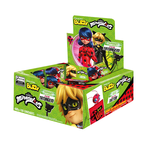 Chiclete Buzzy - Miraculous Ladybug - Hortelã com tatuagem - 360g ...