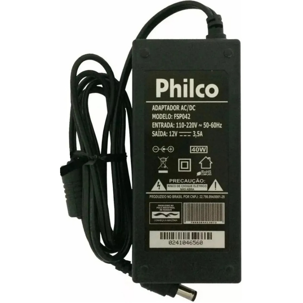 FONTE ENTRADA BIVOLT SAÍDA 12V 3.5A PARA TV PHILCO LCD LED PH14E10D ...