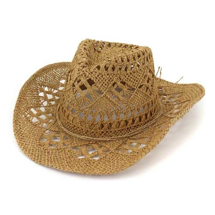 Chapéu De Cowboy De Palha, Aba, Chapéu De Praia Chapéu Country | Shopee ...