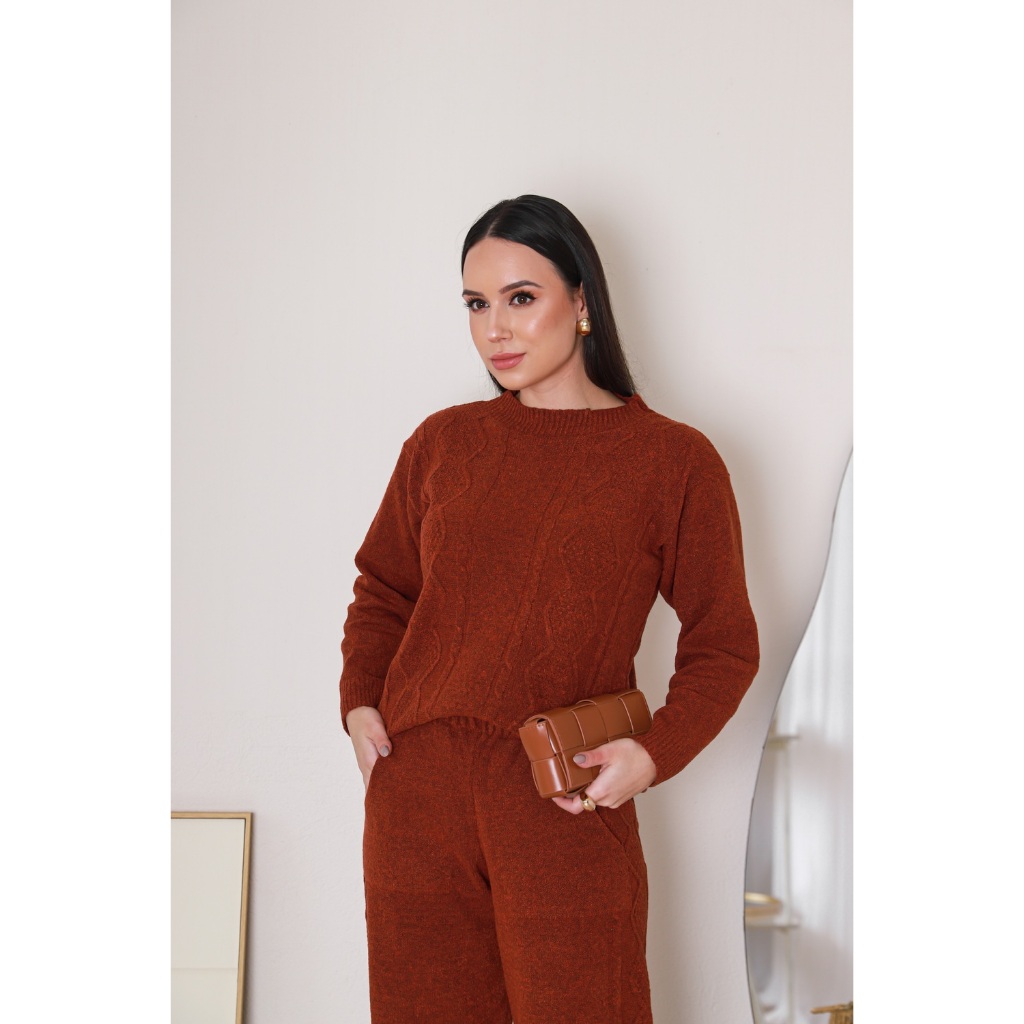 Conjunto Mousse Lozangulo Elegante Tendencia Via Moderna Tricot ...