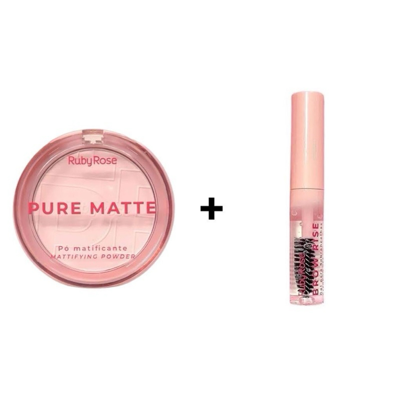 Kit Ruby Rose Maquiagem: Pó Matificante + Gel de Sobrancelha Incolor | Shopee Brasil
