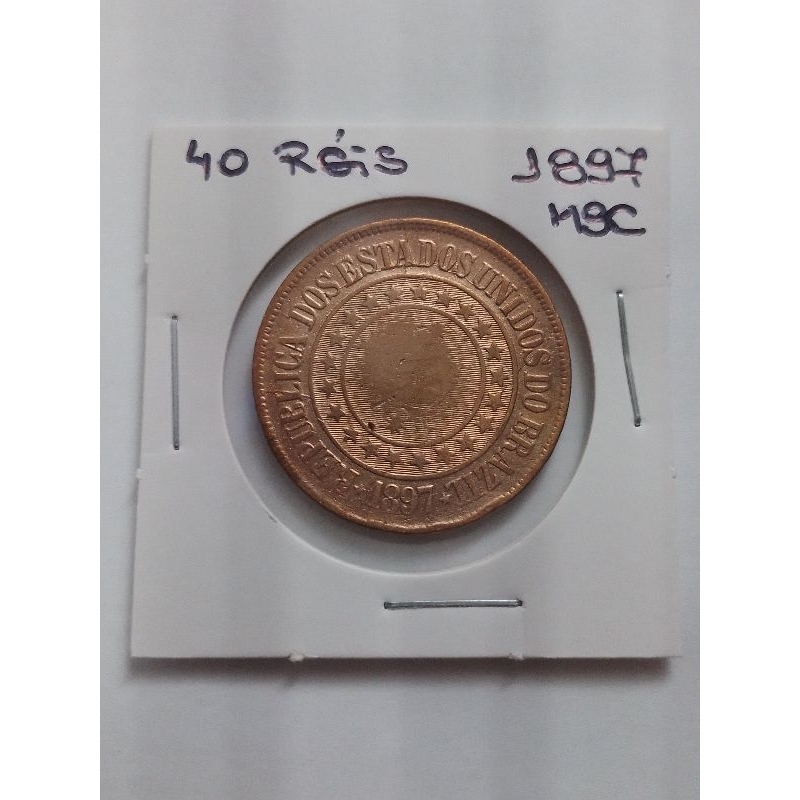moeda bronze 40 reis ano 1897 mbc lote 4132 | Shopee Brasil