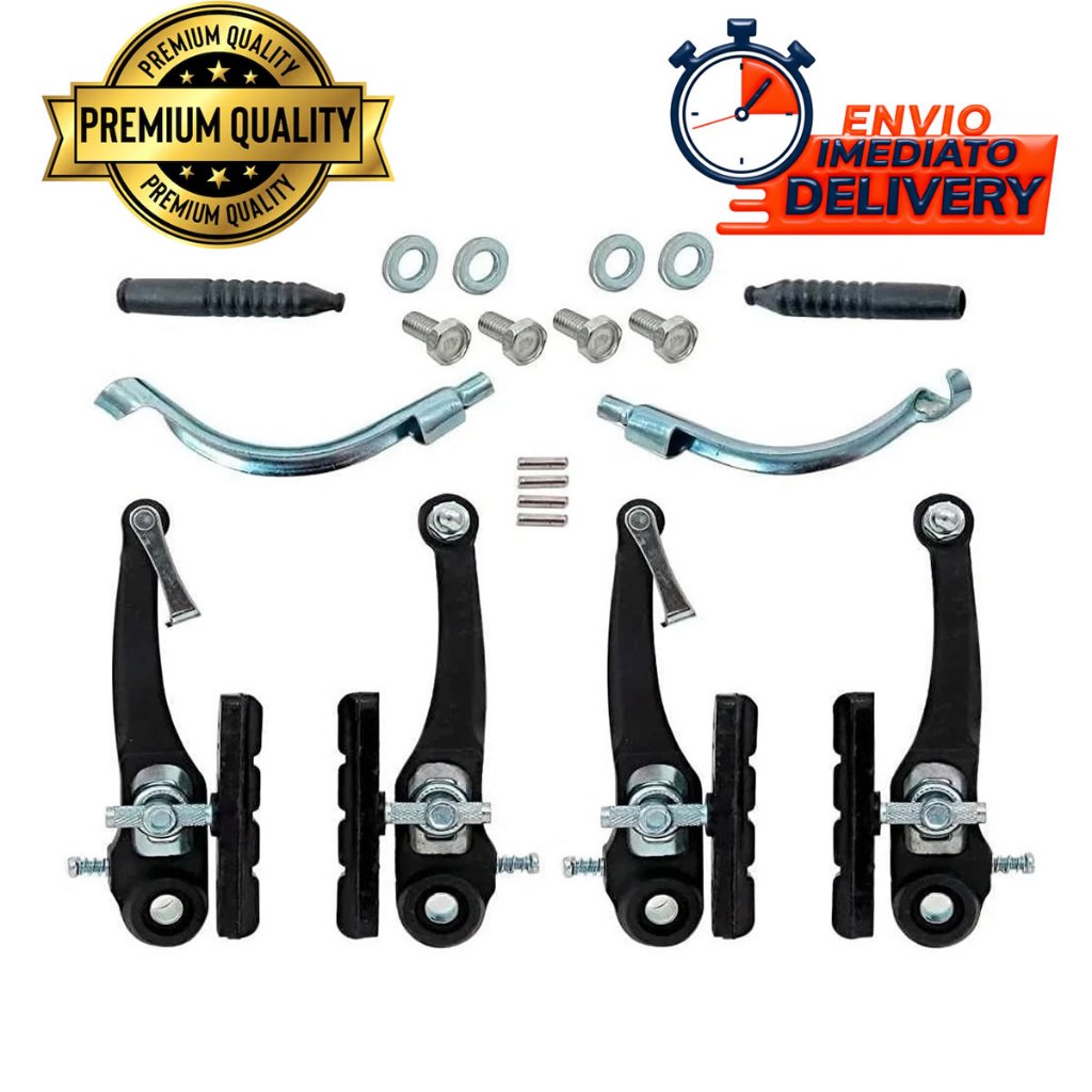 Kit Freio V-Brake Completo Nylon Preto p/ Bike Aro 16 20 24 26 29 | Manete + Sapata | Shopee Brasil