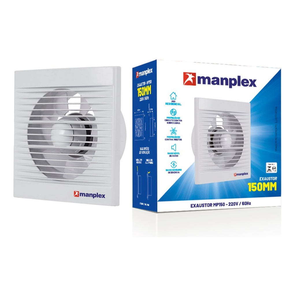 Exaustor Residencial Banheiros Manplex 100mm - 13w 220v Cor Branco ...