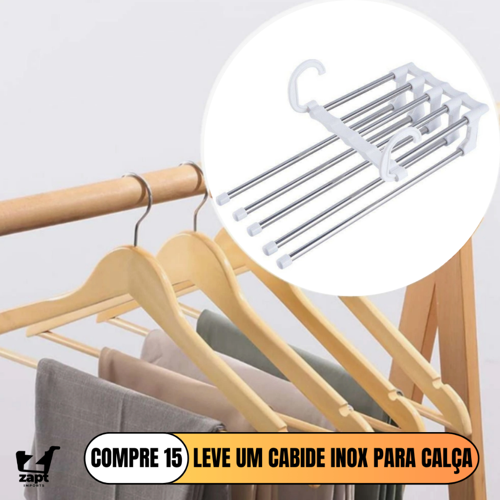 Kit Conjunto 15 Cabides De Madeira Com Verniz Envernizado Cabide Inox ...