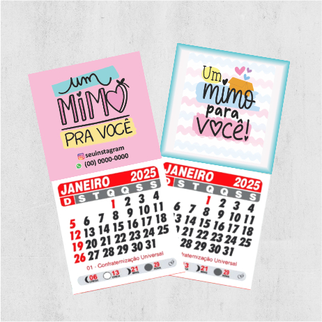 50 Mini Calendário Personalizado com sua Logo ou Arte 2026 Promocional ...