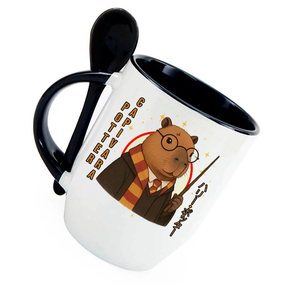 Caneca Capivara Potter COM COLHER Porcelana 355ml - 25049 | Shopee Brasil