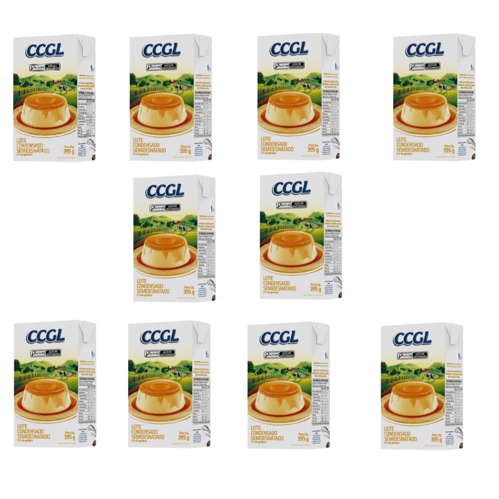 Kit 10 Leites Condensado Semidesnatado CCGL 395g cada | Shopee Brasil