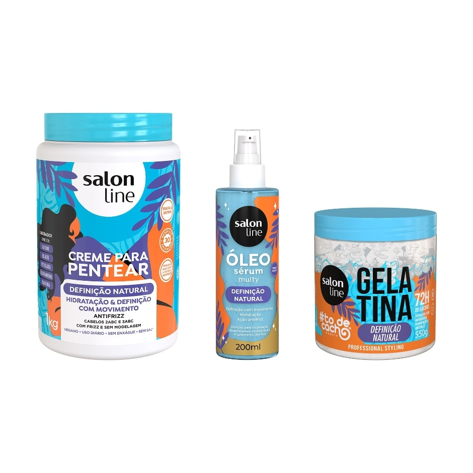 Kit Completo Definição Natural Com Creme de Pentear 1kg + Gelatina 550g ...