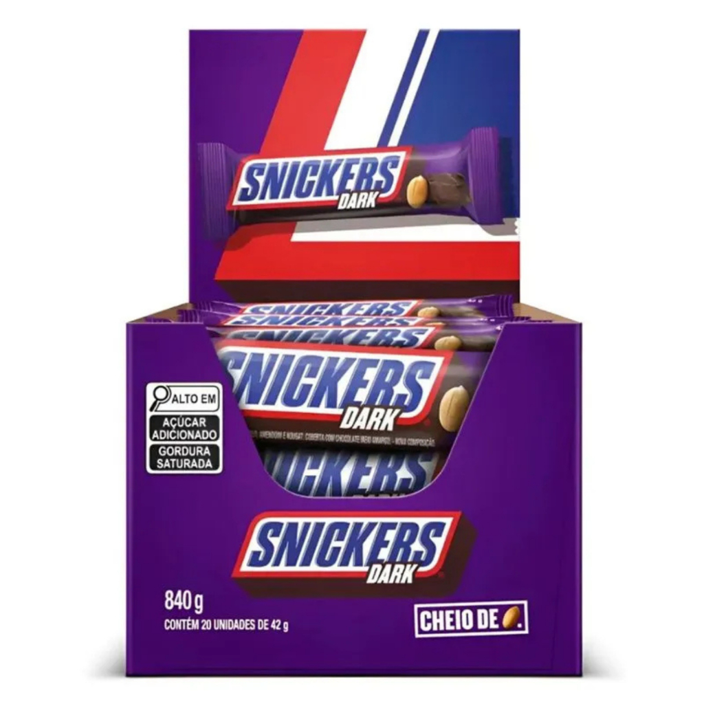 Chocolate Snickers Dark Individual Caixa Display 20 Barras 45g | Shopee ...