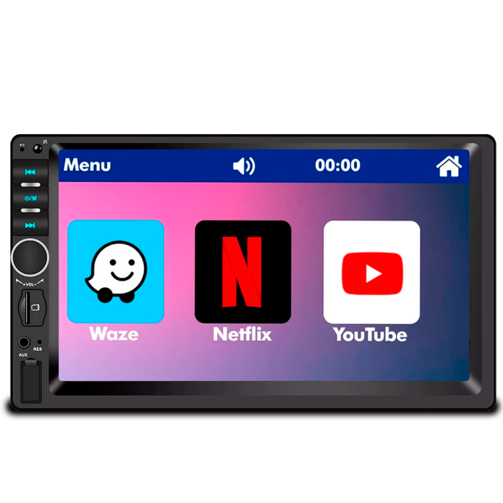 Central Multimídia 7 Polegadas Carplay Android Auto Espelhamento Celular Aplicativos Netflix Gps ...