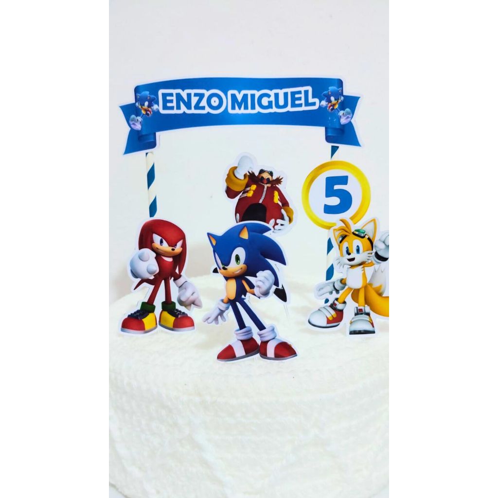 Topo Topper de Bolo Sonic | Shopee Brasil