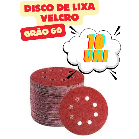 Disco de Lixa Velcro Circular 125mm 8 Furos Grão 60 10unid Lixadeira ...