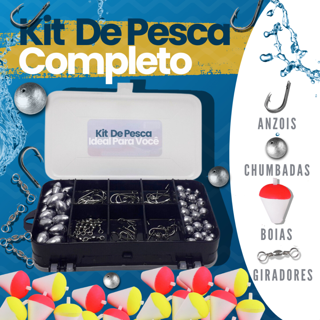 Kit Pesca Pescaria Estojo Maleta Anzol Chumbada Giradores Boia Kit ...