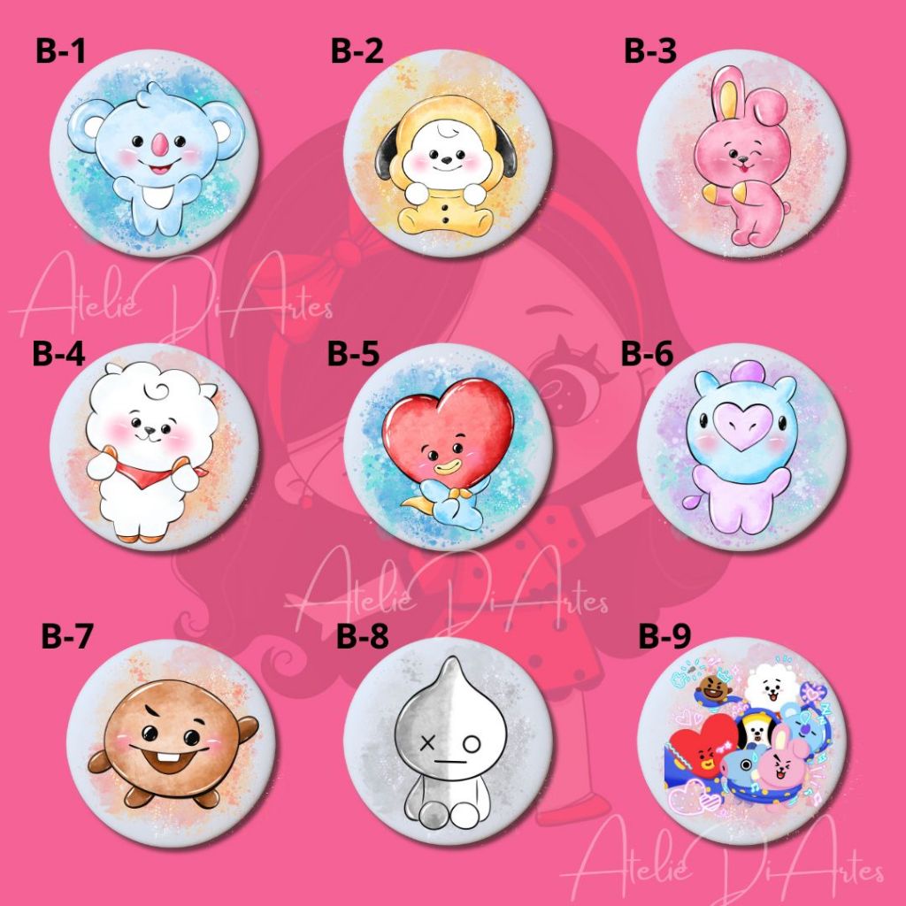Bottons BTS21 – BTS | Coleção Exclusiva | Broche 3,8cm | Fãs e ...