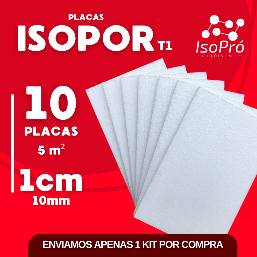 10 Placas Isopor Antichamas EPS 10mm isolamento térmico 1,00x0,50 - Kit ...