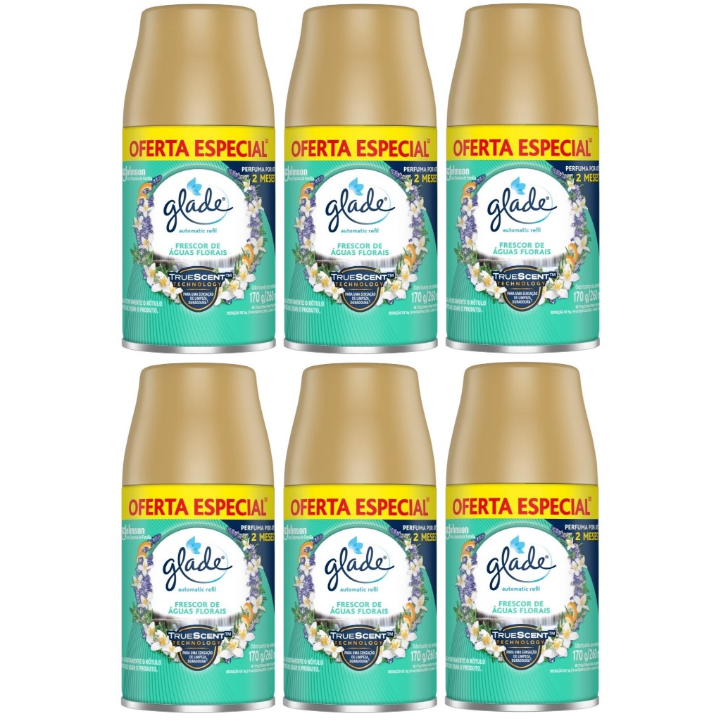 Kit 6 Refil Glade Frescor de Águas Florais Automatic Spray 260ml Para ...