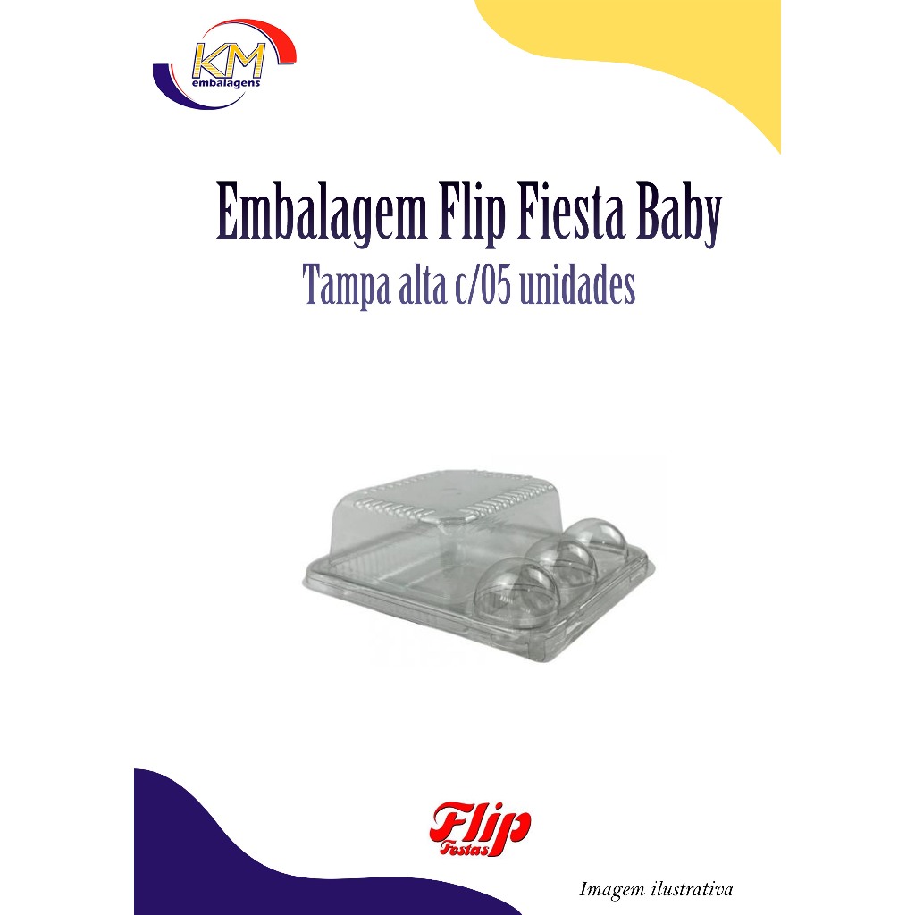 Embalagem Flip Fiesta Baby tampa alta cristal c/05 unid - Flip - fatia bolo, docinhos, torta ...