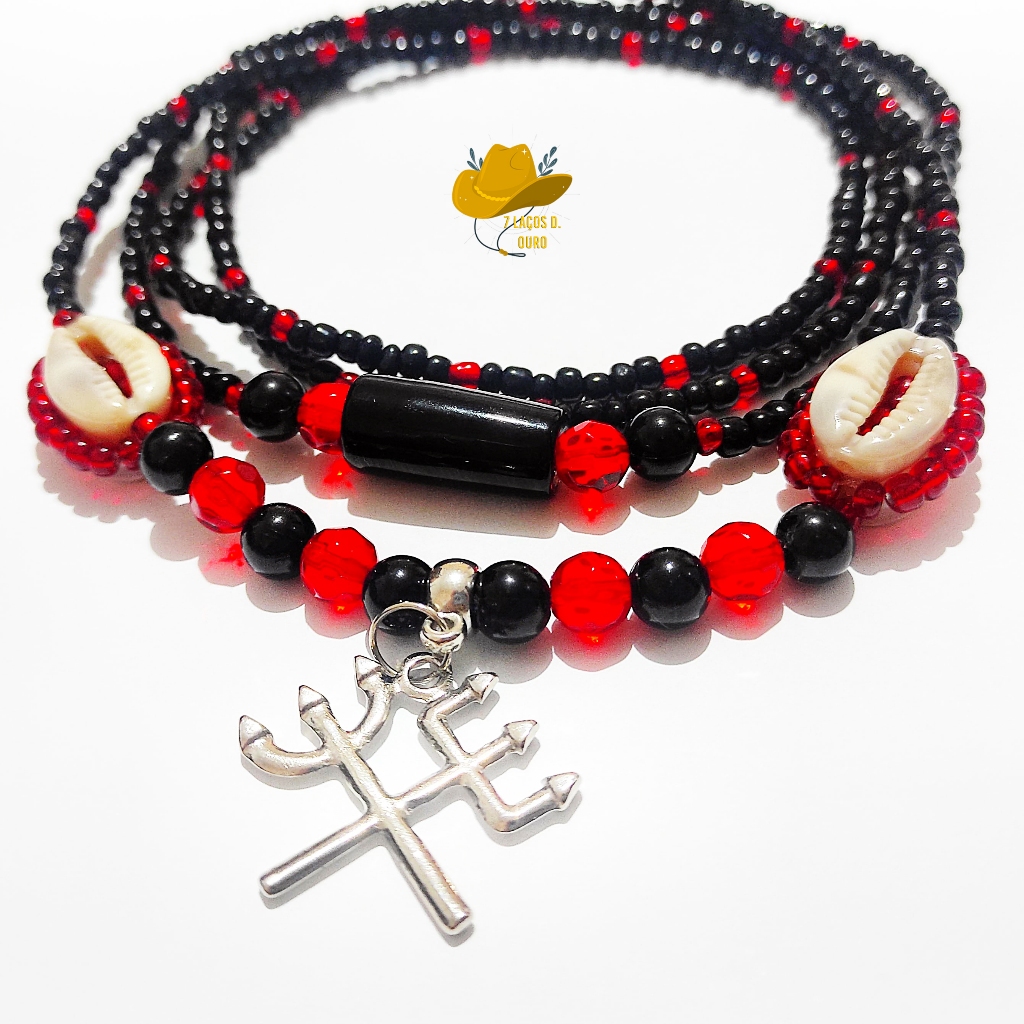 Guia de Proteção de Exu e Pombo Gira: Colar Artesanal com Miçangas de ...