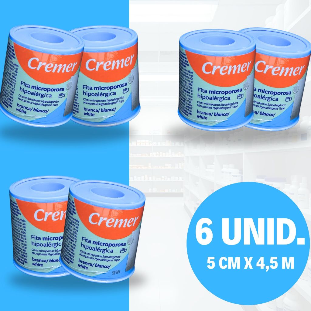 Micropore Branca 5cm x 4,5m curativo hipoalergico Cremer-6 unidades ...