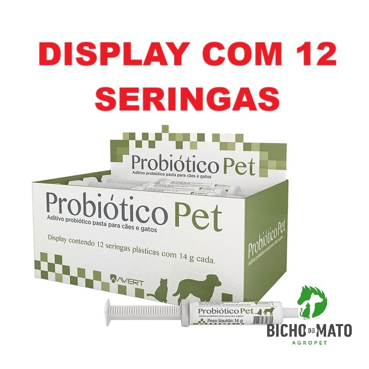 Kit 12 Probiótico Pet 14g Avert Recuperação Intestinal Rápida Cães ...