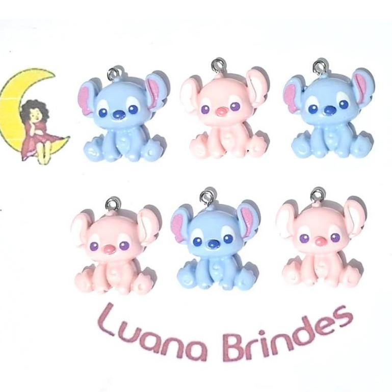 Pingente Stitch e Angel Resina 2,5cm Pacote Com 6 Unidades | Shopee Brasil