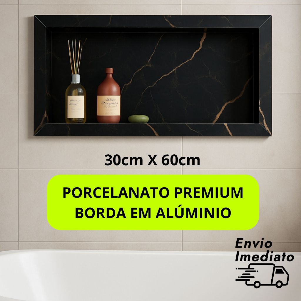 Nicho De Porcelanato 60x30cm Bordas De Alumínio Para Banheiro - Envio ...