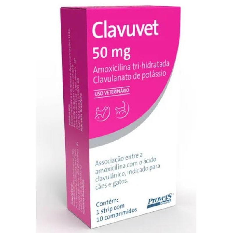 CLAVUVET 50MG 10 COMPRIMIDOS - PROVETS | Shopee Brasil