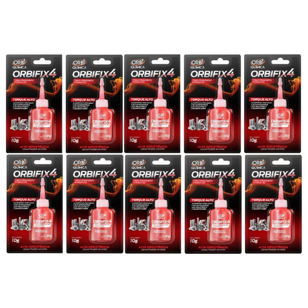 Kit 10 Cola Adesivo Trava Parafuso Roscas Torque Alto 10g Orbifix 4 ...