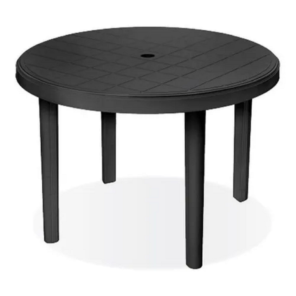 Mesa Redonda De Plastico Multiuso Reforçada Pés Desmontavel Preto ...