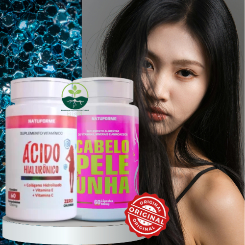 Kit Acido hialurônico + vitamina + Cabelo Pele e Unha | 60 Caps ...