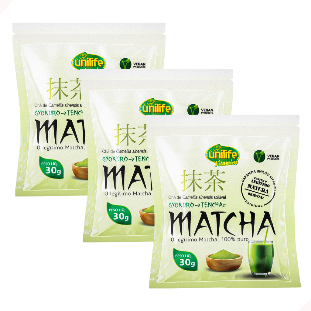 Kit 3 Matcha Puro Envelope Legitimo 30g - Unilife | Shopee Brasil